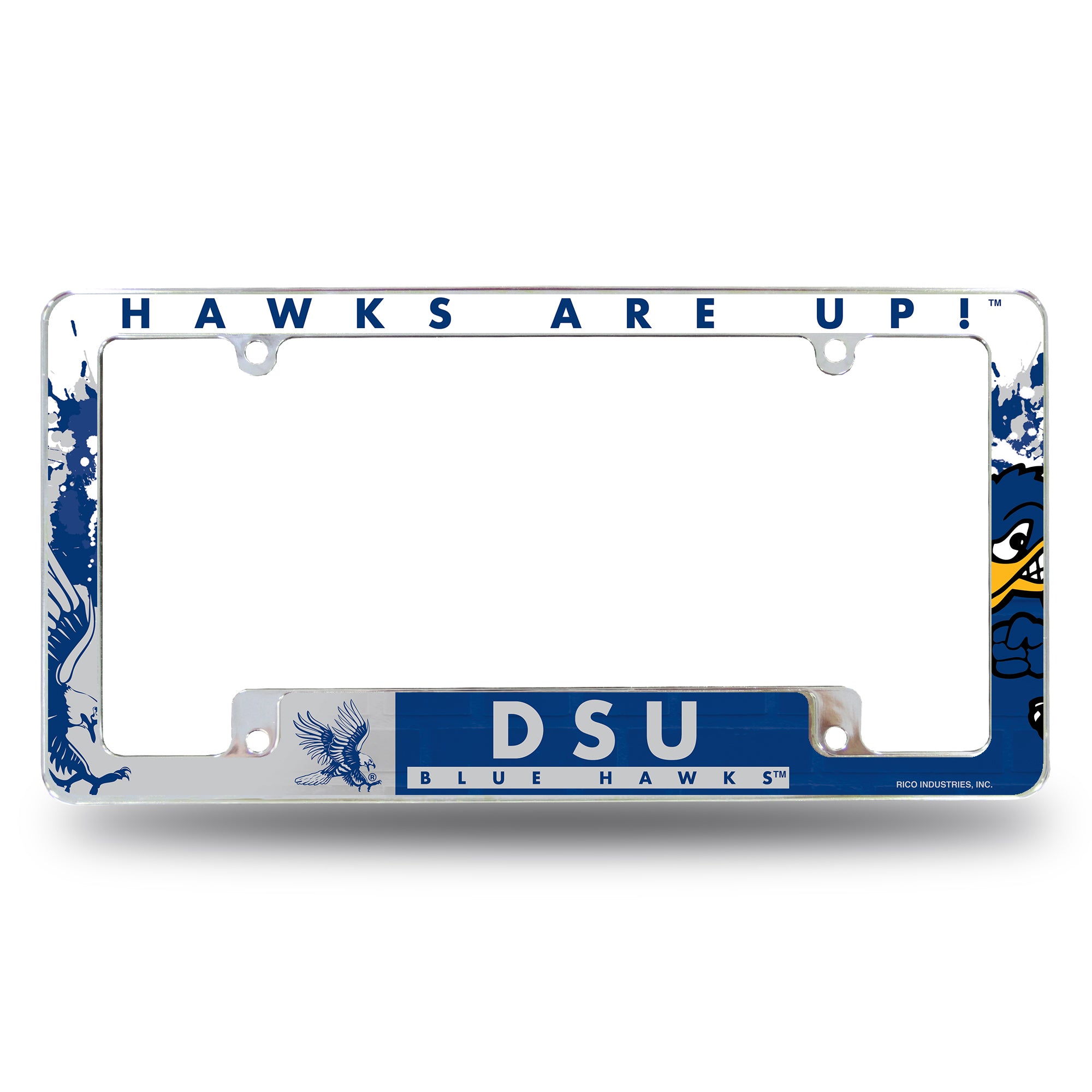 NCAA Dickinson State Blue Hawks All Over Chrome License Plate Frame ...