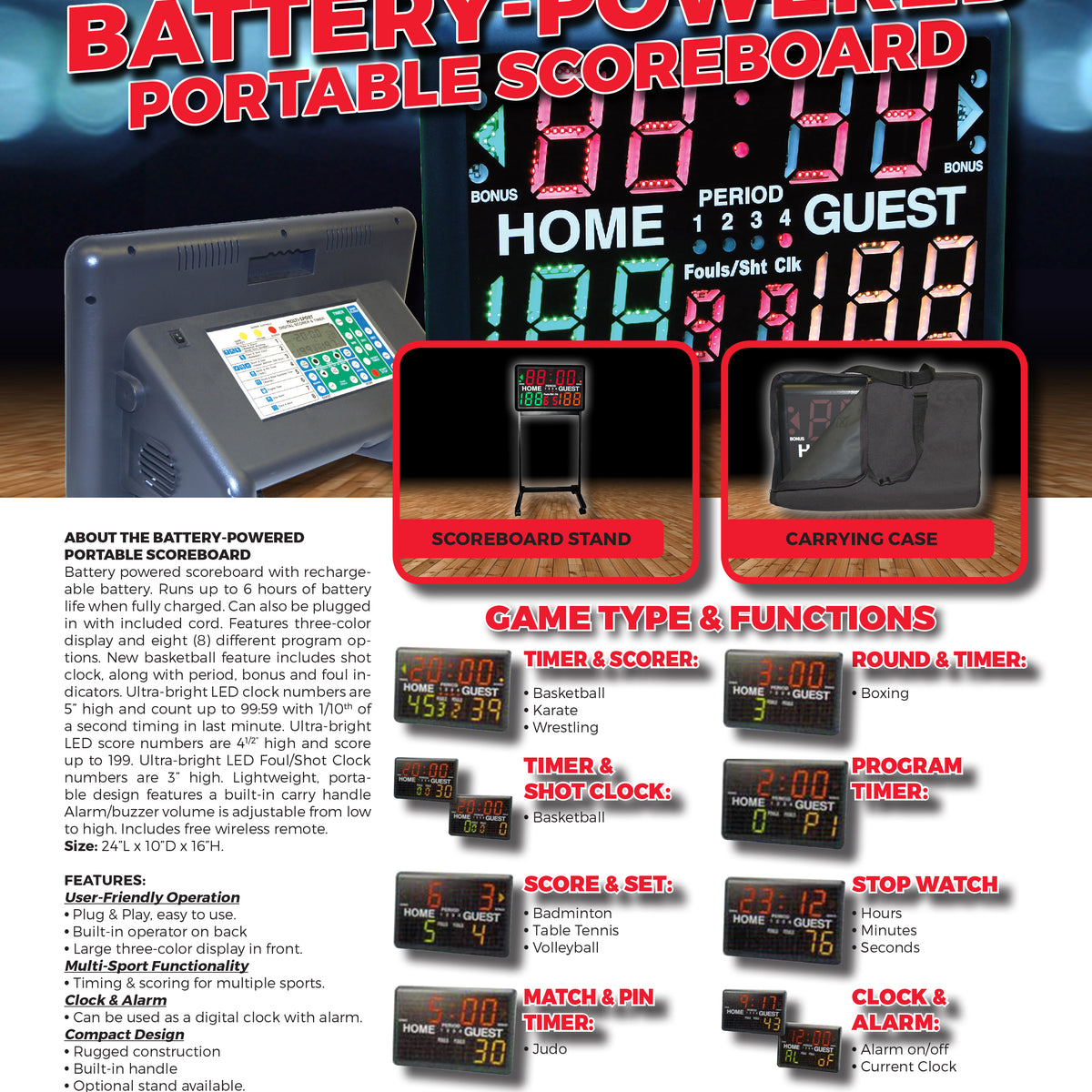 Trigon Sports Battery Operated Multi-Sport Scoreboard & Timer – League ...
