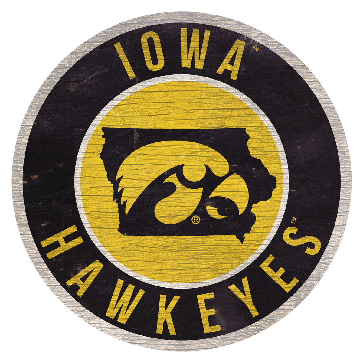 Fan Creations Iowa Hawkeyes 12 Inch Round State Design Wood Sign ...