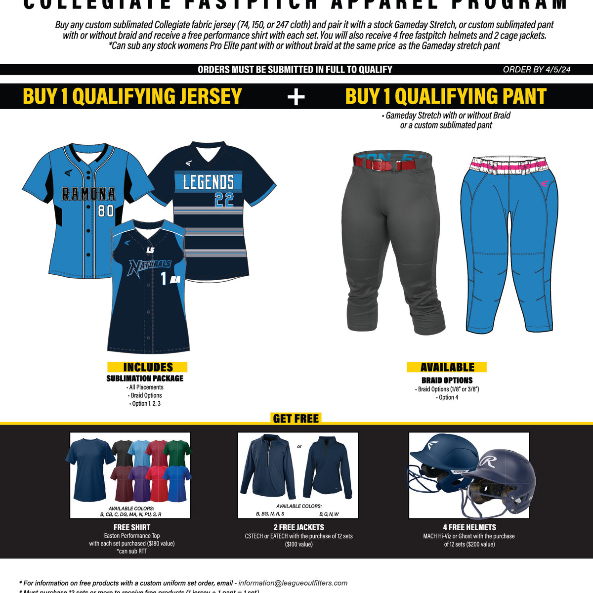 Easton Collegiate Fastpitch Uniform Package – League Outfitters
